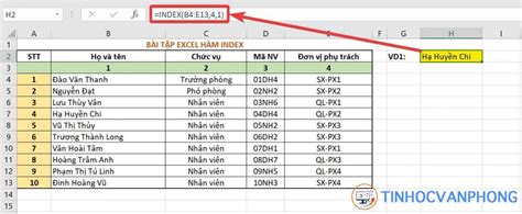 Hàm Index Trong Excel Cách Sử Dụng Và Ví Dụ Cụ Thể