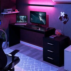 Mesa Para Computador Com 3 Gavetas Vijay Preto Leroy Merlin