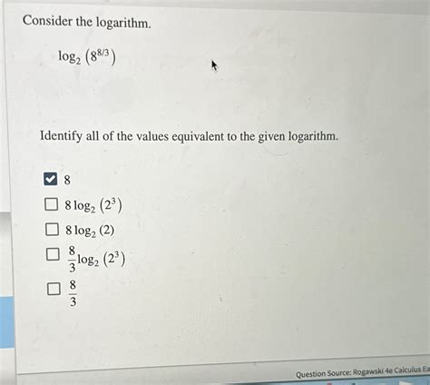 Solved Consider the logarithm.log2(883)Identify all of the | Chegg.com