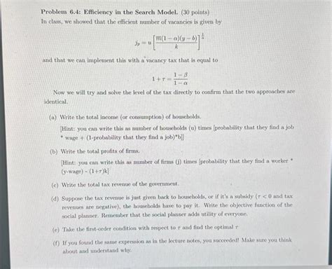 solved problem 6 4 efficiency in the search model 30