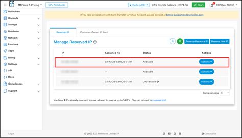 Reserve Ip Address E2e Cloud