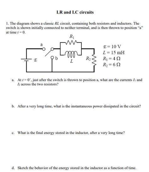 Solved LR And LC Circuits The Diagram Shows A Classic RL Chegg
