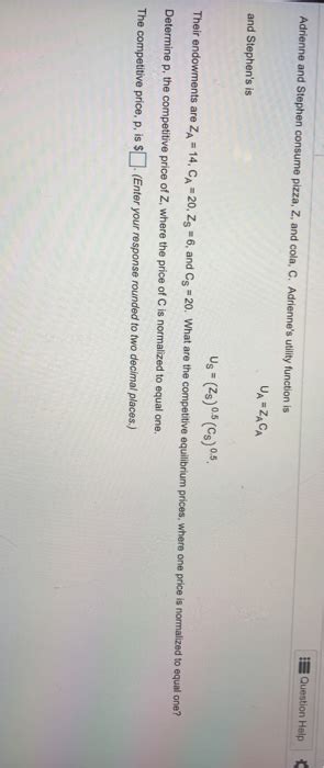 Solved Question Help Adrienne And Stephen Consume Pizza Z