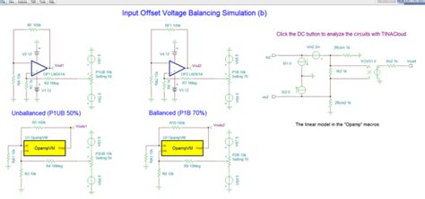 Input Offset Voltage Balancing Circuit Simulation With Tinacloud
