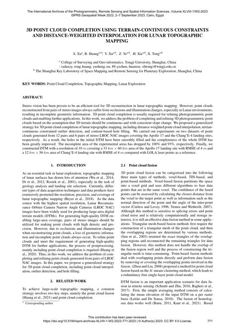 PDF D POINT CLOUD COMPLETION USING TERRAIN CONTINUOUS CONSTRAINTS AND DISTANCE WEIGHTED