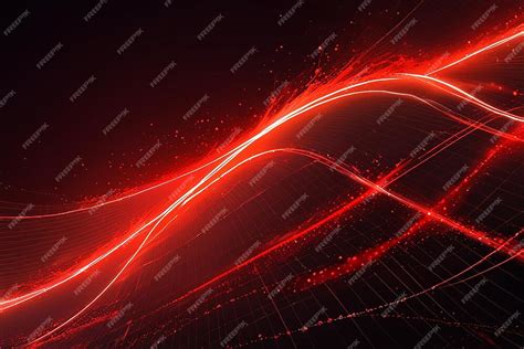 Dynamic Red Particle Wave Flow Digital Structure Mesh Landscape Or Grid
