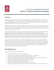 Advanced Decision Making: Linear Programming & Information | Course Hero