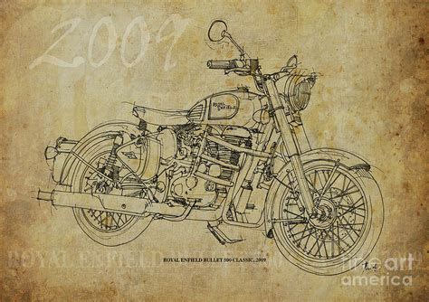 Royal Enfield Silver Bullet 2009 Drawing By Drawspots Illustrations