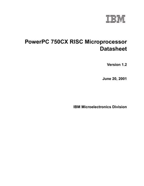 Powerpc 750cx Risc Microprocessor Datasheet Home