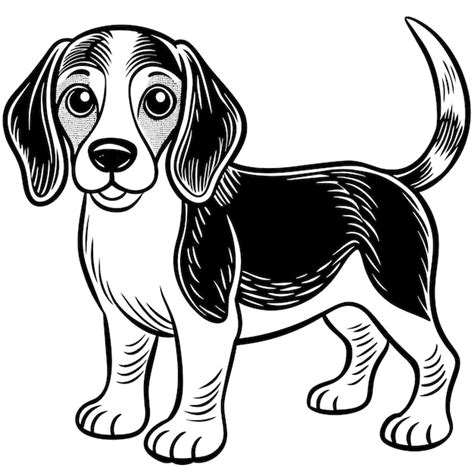 Un Dibujo De Un Perro Con Un Dibujo En Blanco Y Negro De Un Perro