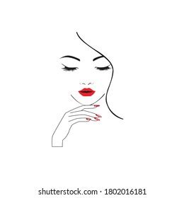 Beauty Logo Beautiful Sexy Face Red Stock Vector Royalty Free 1572645622 Shutterstock