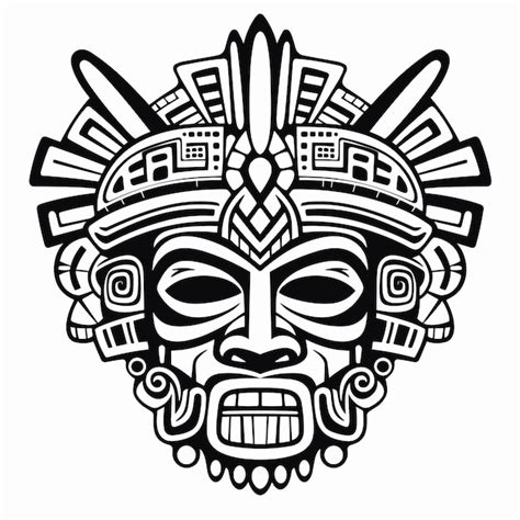 Premium Vector Aztec Face Mask Vector Illustration Ancient Mexican