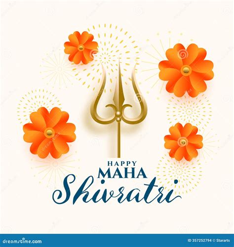 Happy Maha Shivratri Wishes Card With Golden Trident Design Stock Illustration Illustration Of