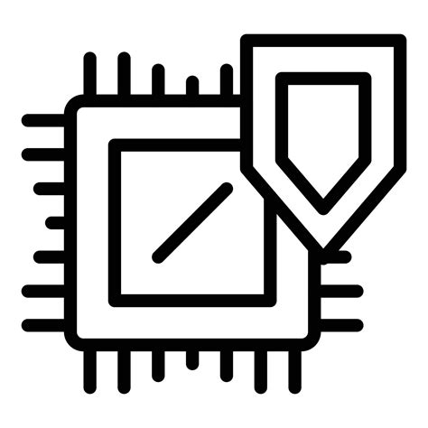 Chip Shield Icon Outline Vector Security Data 15659612 Vector Art At