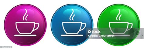커피컵 아이콘 매직 글래스 디자인 라운드 버튼 세트 일러스트 0명에 대한 스톡 벡터 아트 및 기타 이미지 0명 깨짐 녹색