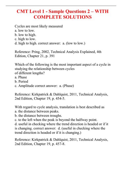 CMT Level Sample Questions WITH COMPLETE SOLUTIONS CMT Stuvia US