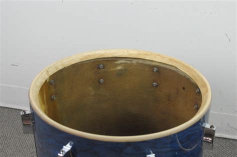 1970s Fibes Blue Marble Double Bass Drum Kit Hawthorne Drum Shop