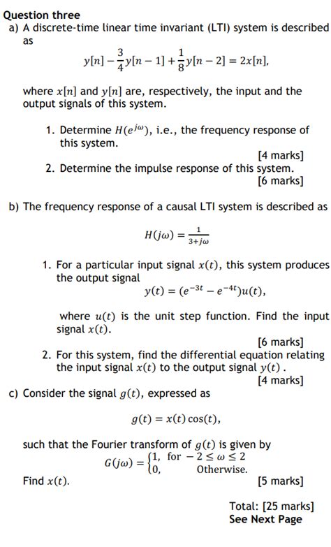 solved question three a a discrete time linear time