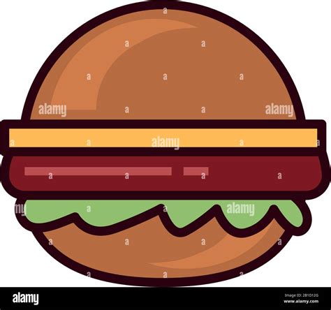 Hamburger Line And Fill Style Icon Design Fast Food Eat Restaurant
