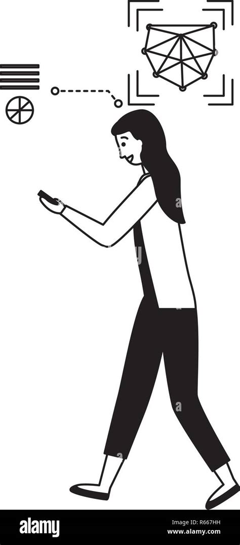 Woman Face Scan Using Smartphone Vector Illustration Stock Vector Image And Art Alamy