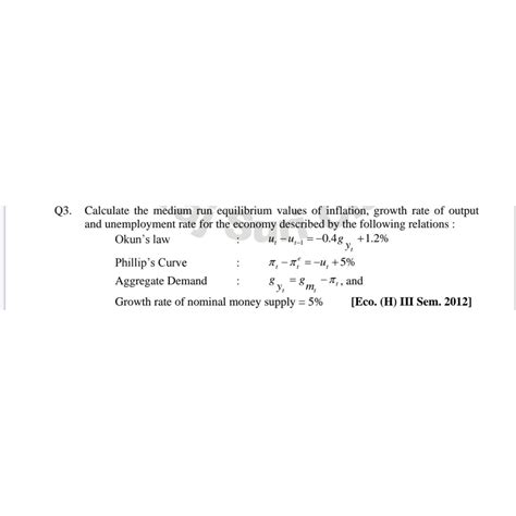 solved q3 ﻿calculate the medium run equilibrium values of