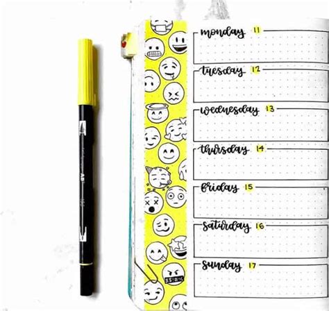 Yellow Bullet Journal Spread Ideas Bullet Planner Ideas