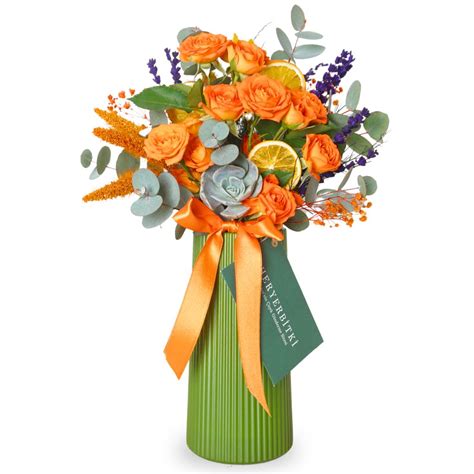 Floral Orange Roses Turuncu Güller Buketi