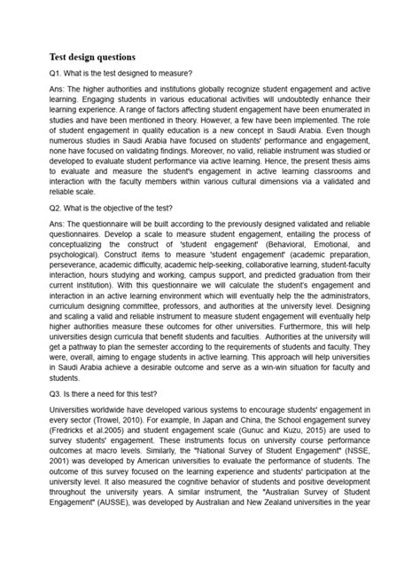 Test Design Questions Pdf Behavioural Sciences Psychology