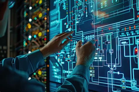 Hands Working With Scada System Database On Computer Screen Premium