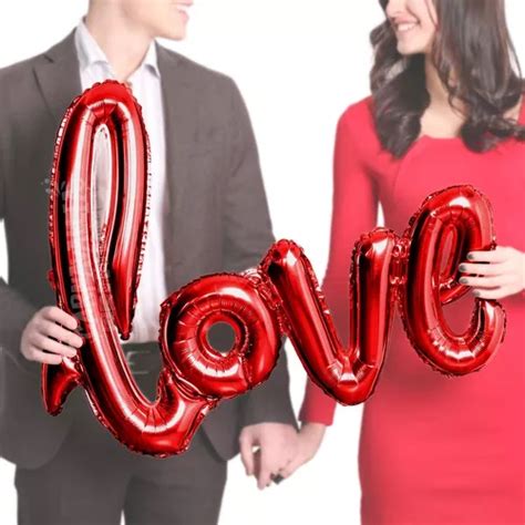 Love Set D Letras Globos Metálicos Rojo San Valentin