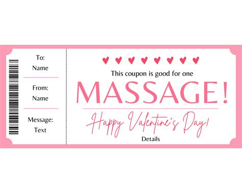 Valentines Day Massage T Certificate Template Massage T