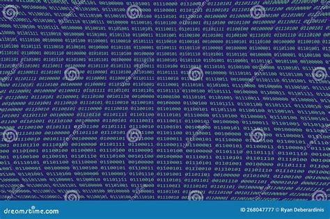 Computer Binary Code Of Ones And Zeros Displayed On Warped Digital