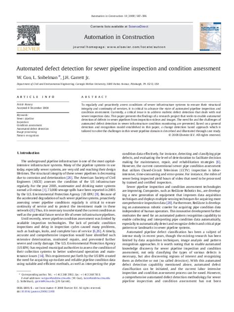 Pdf Automated Defect Detection For Sewer Pipeline Inspection And Condition Assessment