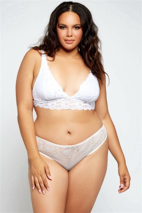 Plus Size White Lace High Leg Thong Spicy Lingerie