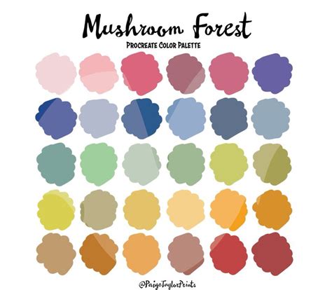 Mushroom Forest Procreate Color Palette Colorful Palette Color