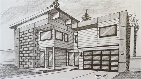How To Draw A Modern House Youtube