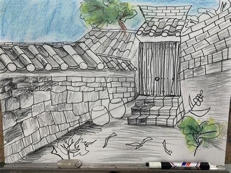 [한옥그리기][고궁그리기][기와그림][풍경화][회화그림][오목교미술][목동미술][목운미술][양천구미술][목동초][목동중][목운중