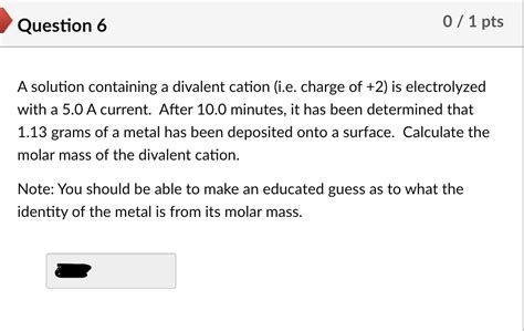 Solved A Solution Containing A Divalent Cation Ie Charge