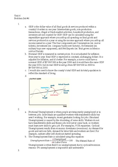 Unit Macroeconomic Indicators Foreign Exchange Problem Set Unit Problem Set A GDP