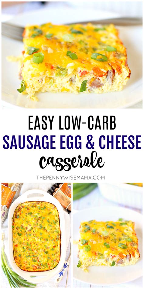Easy Low Carb Sausage Egg And Cheese Casserole The Pennywisemama