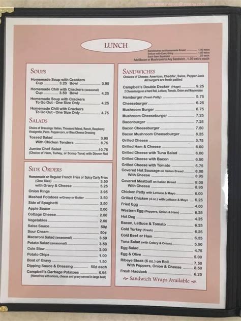 Online Menu Of Campbells Diner Restaurant Forestport New York 13338