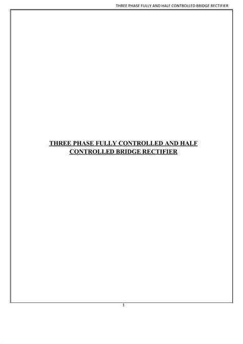 Pdf Three Phase Fully Controlled And Half Controlled Bridge Rectifier