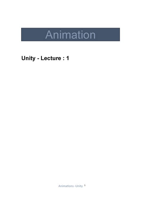 Animations Unity Lecture 1 Animation Unity Lecture 1 Creating