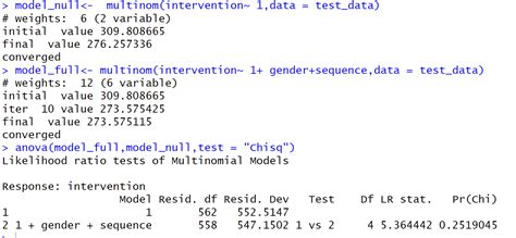 Regression How To Perform Model Comparison Based On Multinom
