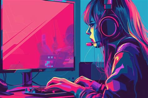 Premium Photo A Woman Wearing Headphones Typing On A Computer