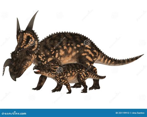 Adult And Young Einiosaurus Stock Illustration Illustration Of Adult