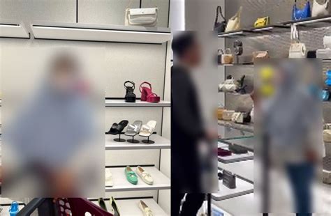 Makcik Tudung Labuh Marah Marah Staf Butik Kantoi Curi Beg Tangan