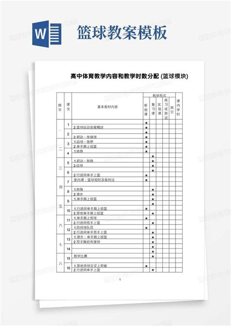 高中体育教学 篮球模块word模板下载编号lmdnvyza熊猫办公
