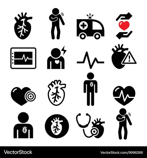 Heart Disease Heart Attack Icons Royalty Free Vector Image