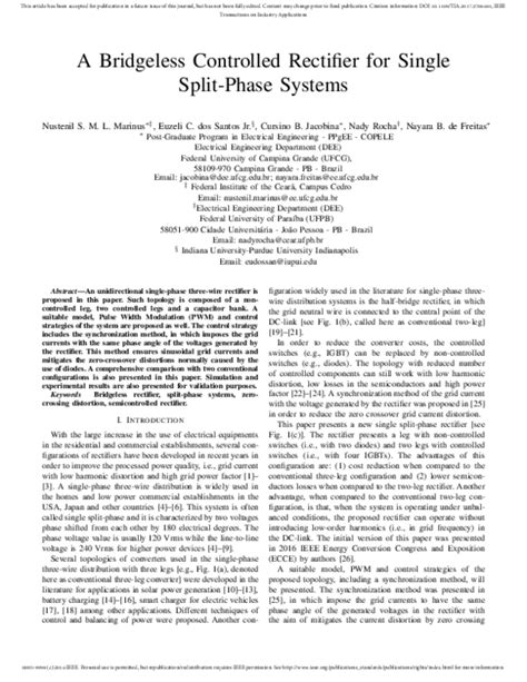 Pdf A Bridgeless Controlled Rectifier For Single Split Phase Systems